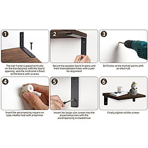 Fureylenx Floating Shelves, 12" Deep, Large Capacity Wood Wall Mounted Rustic Farmhouse Shelves for Home Decor(Living Room Kitchen Bathroom Bedroom),Storage and Display Shelf 2 Set (Dark Brown)