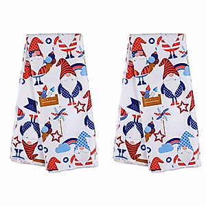 Patriotic Gnomes Independence Day Memorial Day Set of 2 Independence Day,Memorial Day, Veteran Decorative Kitchen Towel Dish Towels, Bathroom Hand Towels, 15 X 25 Inch + Bonus Bottle Opener