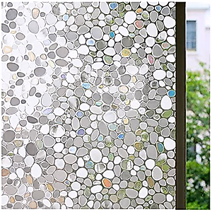 Window Privacy Film, No Glue Static Cling Window Sticker, 3D Stained Glass Window Pebble Pattern, Window Self-Adhesive Vinyl for Office and Home Decoration - 17.5 inches by 78.7 inches
