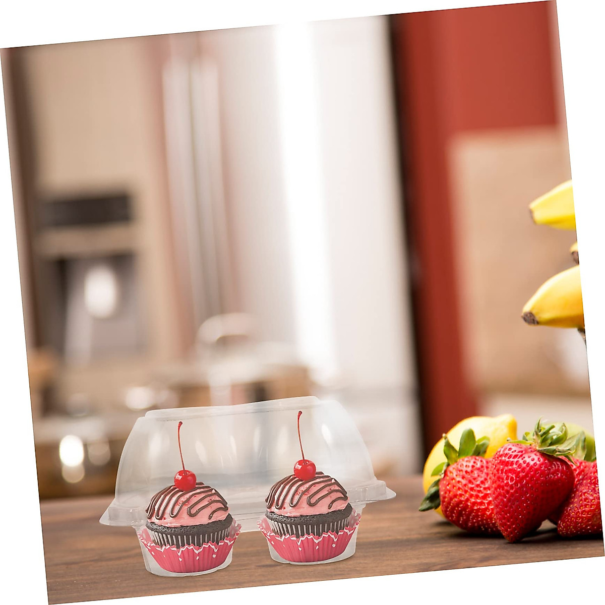 NOLITOY 20 Pcs Four Piece Cake Box Cupcake Holders Cupcake Storage Pastry Containers Cupcake Container Muffin Gifts Carriers Plastic Cupcake Carrier Tote Box Clamshell The Pet Food