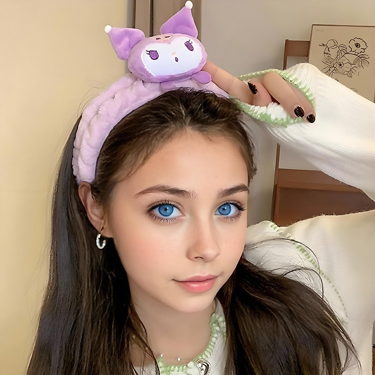 SMAROICE Kawaii Kuromi Gift Set including Cute Headbands Hair Tie Cosmetic Pouch Stickers Keychain Bracelets Necklaces