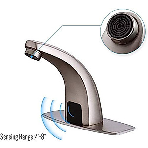Automatic Sensor Touchless Bathroom Faucet Brushed Nickel,Motion Activated Hands-Free Lavatory Vanity Faucet,Touch-Free Solid Brass Auto Sensor Bathroom Sink Faucet