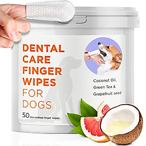 ARCA PET Dental Finger Wipes for Dogs - 50 Wipes - Vet Formulated Dog Dental Teeth Cleaning Wipes for Dogs - Pre-Soaked Oral Cleaning Pads- Reduces Plaque, Tartar & Dog Breath Freshener