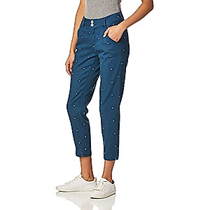 JAG Jeans Women's Flora Chino Crop-Legacy, Pacific Polka dot, 4