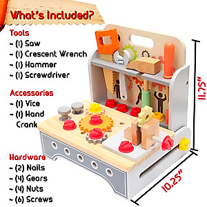 Montessori Mama Kids Tool Set Montessori Toys for 3 Year Old Boys Girls | Construction Toys Tool Set | Real Tools for Kids Toys for 3+ Year Old Boys Girl | Gifts for 3 Year Old Boys