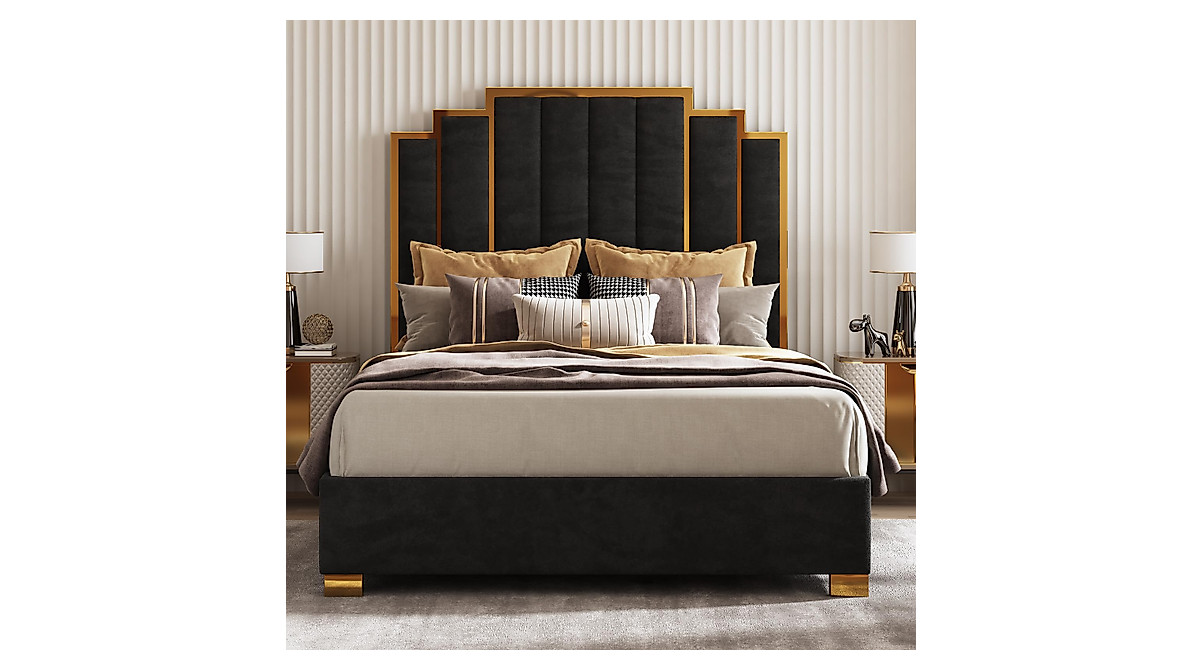 Luxurious AMERLIFE Queen Size Velvet Bed Frame