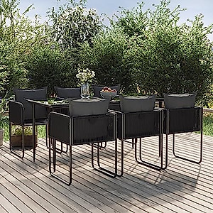 WFAUIBR Dining Set 7 Piece Patio， Patio Furniture Set ，Lawn Chairs Set ，The Patio Set is Perfect for a Small Backyard or Balcony, and Serves as a Relaxing Place to Enjoy time Outdoors，Black/B