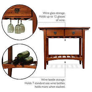 Leick Mission Wine Table with Storage Drawers, Russet Finish