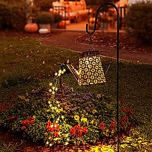 Solar Watering Can with Fairy String Lights for Garden Decor, Solar Garden Lights for Yard Decor, Solar Pathway Lantern for Outdoor Patio Decor Holiday Christmas Halloween and More (90LED, Warm White)