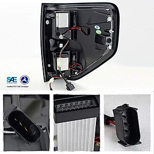 AKKON - Fits 2009-2014 Ford F150 Pickup Truck Black Headlights + LED Tail Brake Lamp Pair Left Driver+Right Passenger
