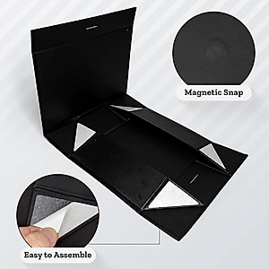 AJH3 ESSENTIALS Deluxe Gift Box: Elegant 10.5x7.5x3.1 Inches Box with Ribbon and Magnetic Closure - Great for All Occasions (1 Pack) (Black)