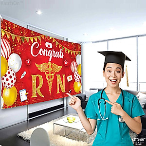 KatchOn, Congrats RN Graduation Banner - Large 72x44 Inch | Red Congrats Nurse Banner, Nurse Graduation Decorations | RN Graduation Party Decorations, Nursing Graduation Decorations Class Of 2024