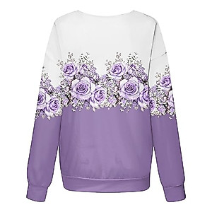 JJHAEVDY Christmas Women Fashion Sweatshirts Comfort Sweatshirt Button Up Loose Fit Tshirts Graphic Pullover Quarter Zip Sweatshirt Women Tunic(1-Purple,Large)