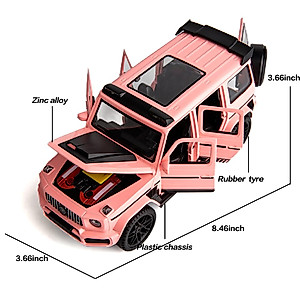 WAKAKAC Model Car 1/22 Scale Benz G800 Alloy Collectible Pull Back Toy Vehicle with Light and Sound Door Can Be Open Toy Car for Boys Adults Gift(Pink)