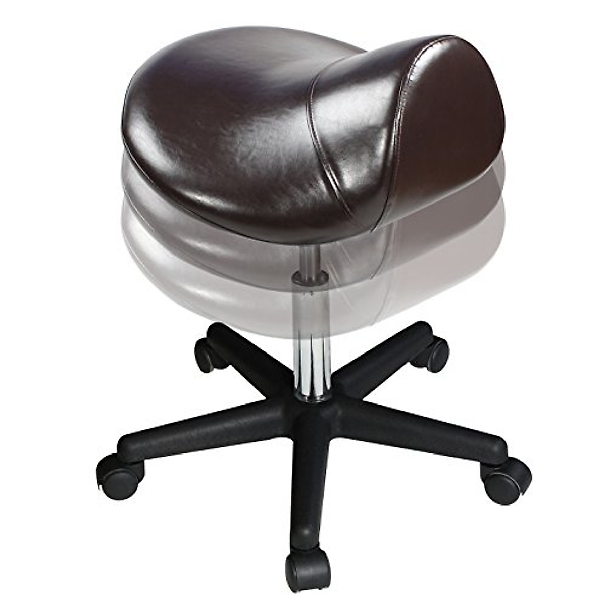Master Massage Ergonomic Swivel Saddle Rolling Hydraulic Stool in Coffee for Clinic,Salons,debtists,Home,Office