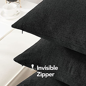 Deconovo Black Pillow Covers 18x18 Inch Set of 4, Faux Linen Throw Pillow Case, Couch Cushion Cover for Home Decor(18 x 18 Inch, Black, Set of 4, No Pillow Insert)