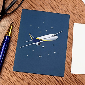 Rykamia Night Plane Pop Up Card, Jet Airplane Pop Up Card, Plane Birthday Card, Aviation Graduation Card, Airplane Congratulations Card, Pilot Retirement Card, Work Anniversary Card, Bon Voyage Gift