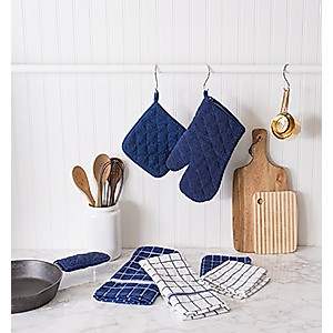DII Basic Terry Collection Quilted 100% Cotton, Potholder, Nautical Blue, 3 Piece