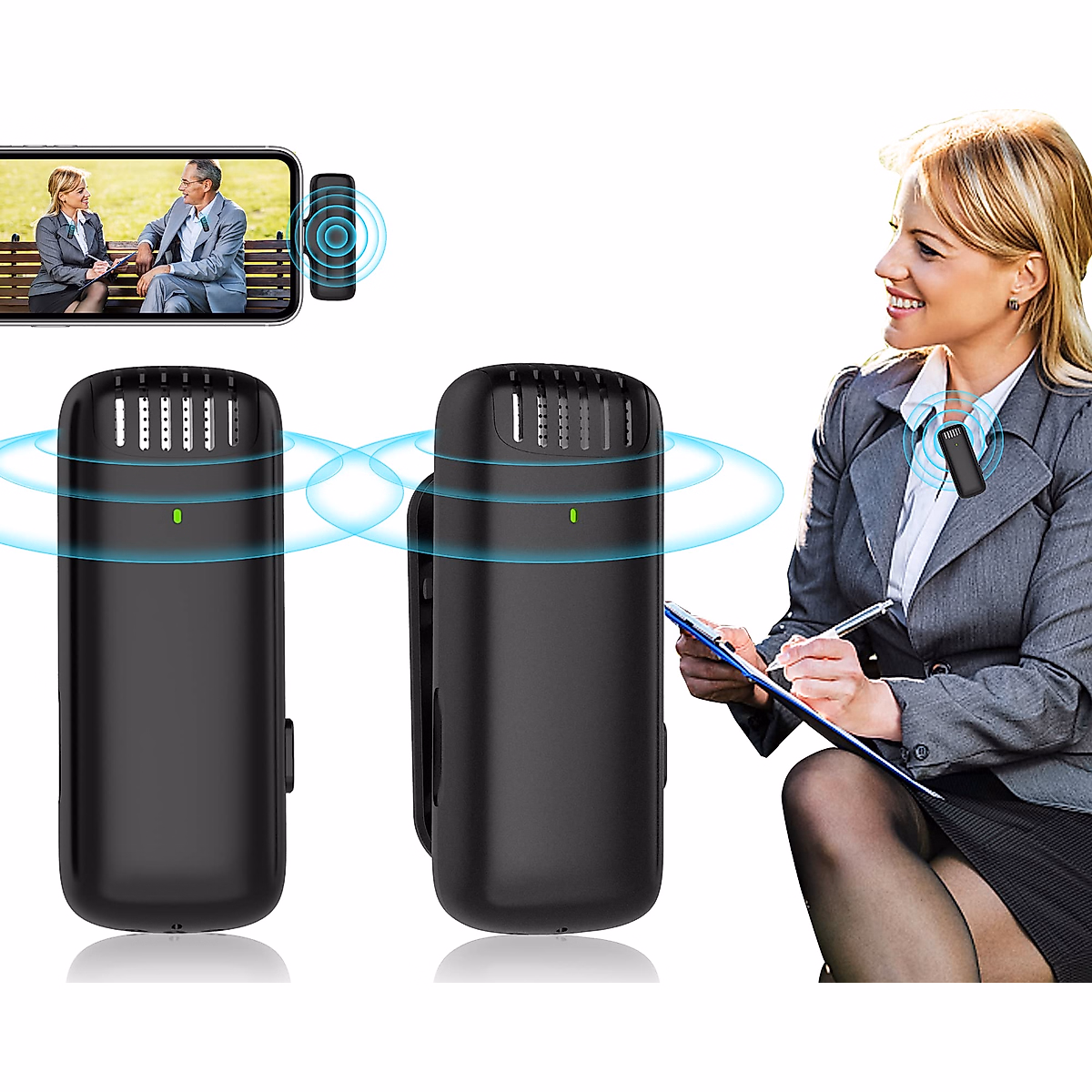 RTOGM Dual Wireless Lavalier Microphone for iPhone Video Recording & Live Streaming, Plug & Play, Active Noise Cancellation, Lapel Mics for TikToker, Vlogger & Youtuber - No Need App/Bluetooth