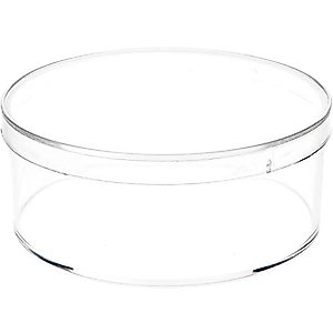 Pioneer Plastics 015C Clear Small Round Plastic Container, 3.3125" W x 1.3125" H, Pack of 12