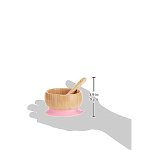 Avanchy Bamboo Baby Bowl with Spoon and Removable Silicone Suction Base – Non-Toxic, BPA-Free Feeding Bowl for Babies and Toddlers – Natural Bamboo Suction Bowl, Green
