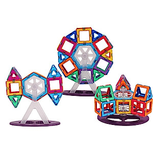 Dreambuilder Toy 162 Pieces 2nd Generation Magnetic Tiles Magnet Building Blocks with car Set and Educational Cards, Super Large Building Blocks Game Set