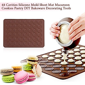 Macaron Silicone Mat, 48 Capacity Silicone Sheet Mat Baking Cookies Pastry DIY Bakeware Decorating Tools for 1.5" Macarons Making, 15.4 x 11.2inch
