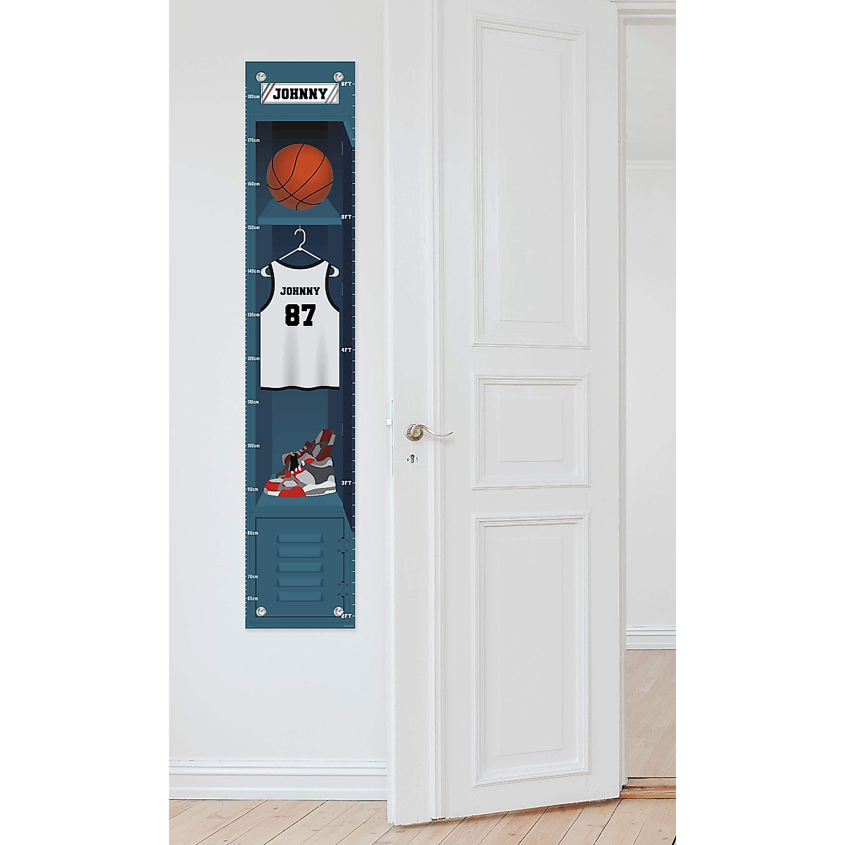 Sports Growth Chart Basketball Locker Custom Name Gift for Kids Room Decor Personalized Growth Chart