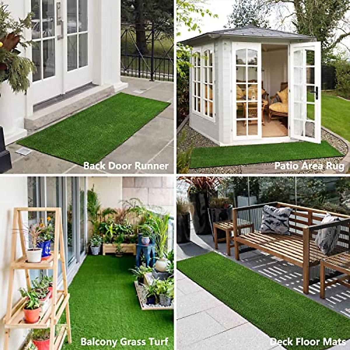 Falflor Artificial Trurf Area Rug 2.1' X 6' Grass Outdoor Rug Synthetic Grass Rug for Deck Realistic Fake Grass Turf Mat Indoor Outdoor Patio Mat Carpet Runner for Garden Balcony