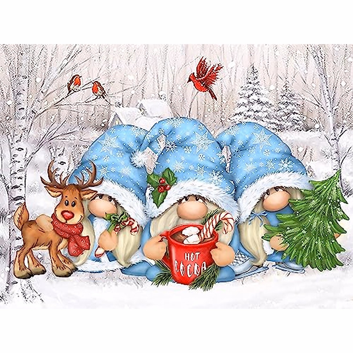 cupmod Christmas Diamond Painting Kits for Adults,Gnome Diamond Art Kits for Adults,5D DIY Full Drill Xmas Gnome Diamond Dots Kits Crystal Rainstone Gem Art for Home Wall Decor 12x16inch