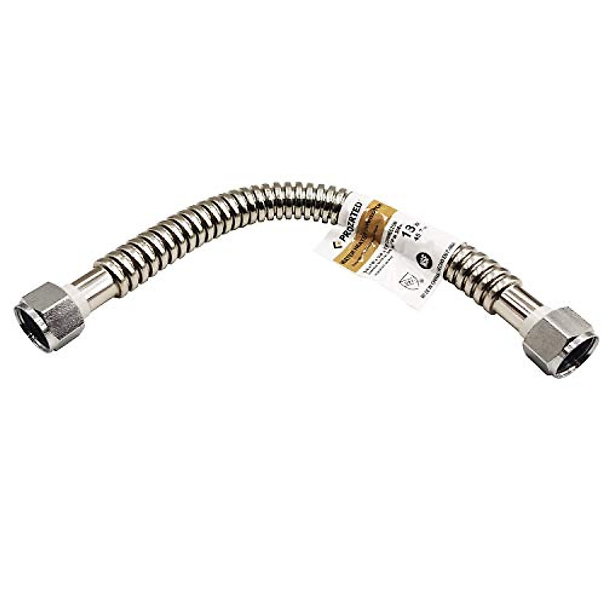 PROZRTED Corrugated Stainless Steel Water Heater Connector Flexible 1" FIP x 1" FIP 18" Length 2 Pack for Water Heater Water Softener Boilers