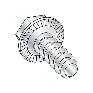 Small Parts 0804BWS Steel Sheet Metal Screw, Zinc Plated, Serrated Hex Washer Head, Hex Drive, Type B, #8-18 Thread Size, 1/4" Length (Pack of 100)