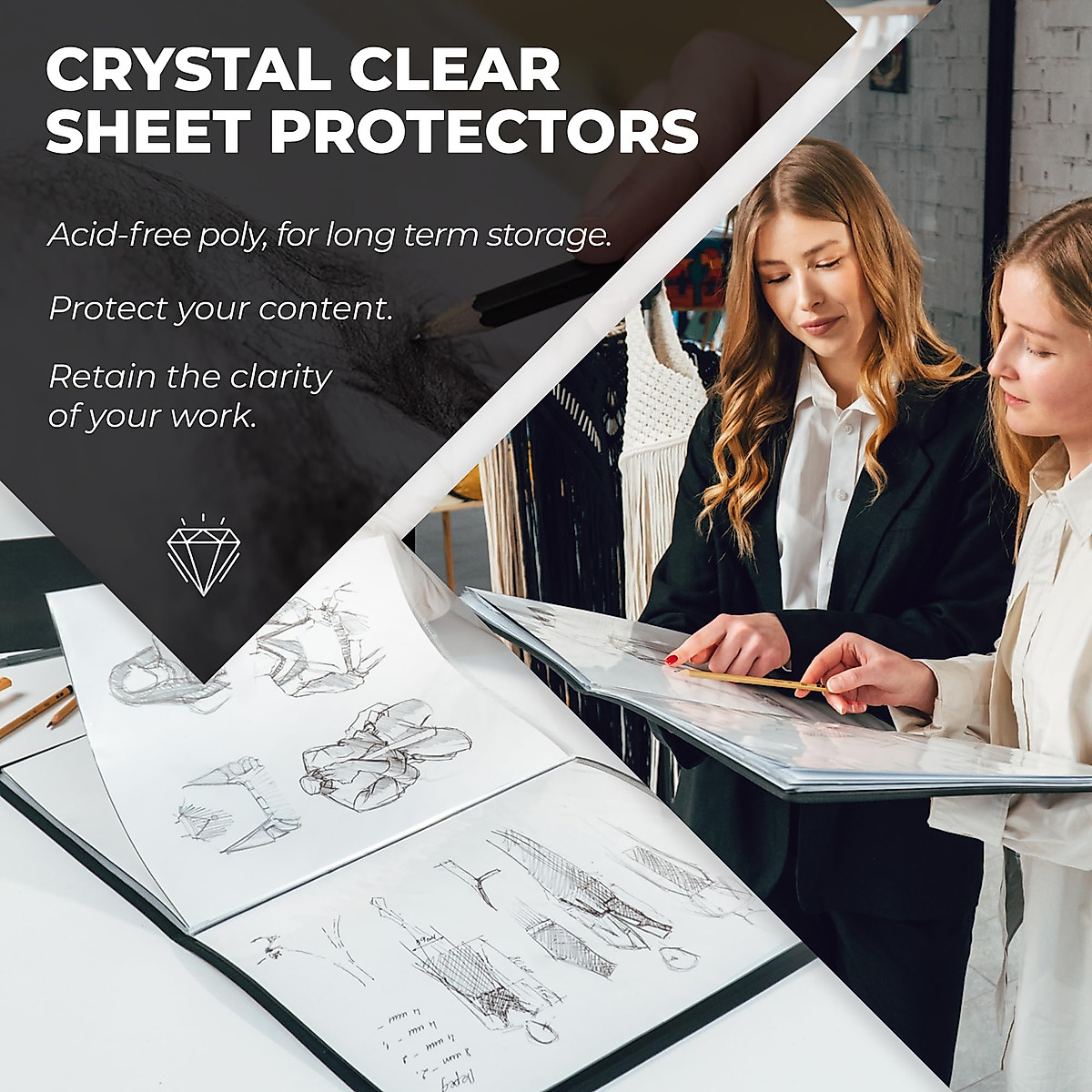 Dunwell Art Portfolio 9x12 Folder - (Black), Portfolio Folder for Artwork, Presentation Book with 9 x 12" Sheet Protectors, 24 Pockets Display 48 Pages, Binder for Kids Art, Drawing Binder