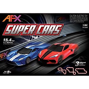 AFX/Racemasters Super Cars Set15ft TrackMega G+ ChassisTri-Pack AFX22032 HO Slot Racing Sets