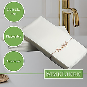 SimuLinen Paper Towels - Hand Towels for Bathroom - Decorative Rose Gold Thankful Design –- Cloth-Like, Linen-Feel for Guest Bathroom Essentials, Size: 12x17” (Pack of 100) Made in USA