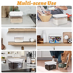 KoKone Flour Storage Container Airtight Rice Container for Kitchen Plastic Rice Dispenser with Lid & Cup Practical Food Storage Container for Grain Sugar Oatmeal Laundry Pods Dishwasher Pods