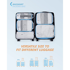 BAGSMART 6 Set Compression Packing Cubes for Travel, Lightweight Vacation Travel Essentials, Travel Accessories for Suitcase Organizer Bags Set, Durable Luggage Organizer Travel Bags