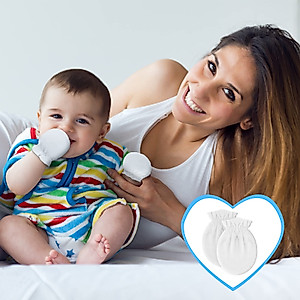 12 Pairs Newborn Baby Mittens,Unisex-Baby No Scratch Mittens,100% Cotton White Mittens for Baby 0-6 Months