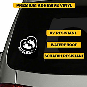 TOTOMO Baby on Board Sticker for Cars Funny Cute Safety Caution Decal Sign for Car Window and Bumper No Need for Magnet or Suction Cup - Footprint in Heart