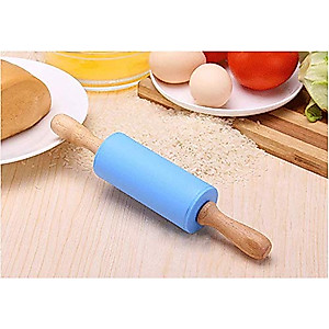 Small Rolling Pin for Kids Child, Wooden Handle Rolling Pin Non-Stick Silicone Rolling Pin, Rodillo de Cocina Rodillos Para Reposteria Fondant, Rodillos Para Masa.