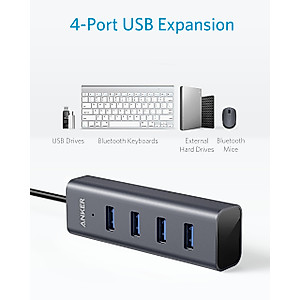 Anker USB C Hub, Aluminum USB C Adapter with 4 USB 3.0 Ports, for MacBook Pro 2018/2017, ChromeBook, XPS, Galaxy S9/S8, and More