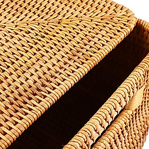 WSZJJ Laundry Basket Rattan Woven Storage Basket Handmade Large Capacity Portable Clothing Storage Box Household,36X26X24cm
