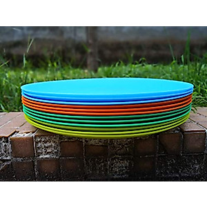 AOYITE Plastic Dinner Plates Reusable BPA Free Dishwasher Safe Microwaveable for Any Occasion, BBQ, Travel, and Events (Multicolor set of 12)