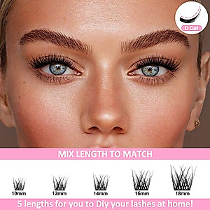 MilyBest Lash Clusters DIY Eyelash Extensions 168 Clusters Lashes Natural Look C D Curl 10-18MM Individual Lashes Cluster Eyelash Clusters Extensions Wispy Eyelashes DIY at Home, H09