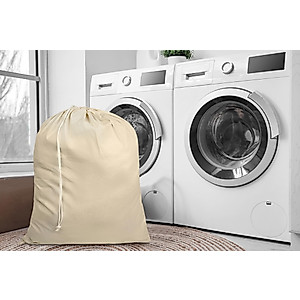 Lenenz 4 Pack Reusable Laundry Bags - 100% Cotton Multi Purpose Travel Laundry Bag - Durable & Machine Washable - Large Laundry Bag 28 x 36"