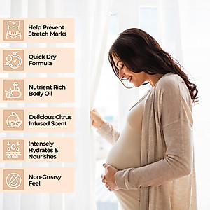 Fearless Mama Belly Oil - Help Prevent Stretch Marks + Smoothing Therapy - Quick-Dry pregnancy Belly + Body Oil - Nutrient Rich with Shea Oil and Vitamin E, Supports Skin as it Stretches