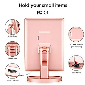 WEILY Lighted Vanity Makeup Mirror 1x/2x/3x Magnification Trifold with 36 LED Lights Touch Screen and USB Charging, 180 Degree Adjustable Stand for Countertop Cosmetic Makeup Mirror(Rose Gold)