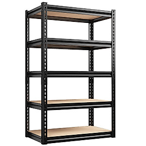 REIBII Storage Shelves 5 Tier Garage Shelving Load 1520LBS Garage Storage Shelves, Shelving Units and Storage Adjustable Heavy Duty Shelving Utility Rack Shelf for Pantry 59.8" H x 27.6" W x 11.8" D