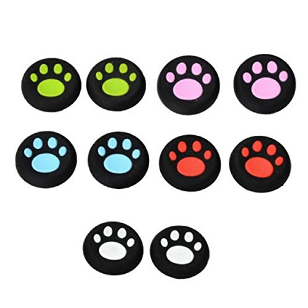 Ambertown Analog Silicone Thumb Stick Grips Cap Joystick ThumbSticks Caps Cover for PS4 PS3 Xbox One Xbox 360 PS2 Game Controllers (2 x Red Cat Dog Paw)