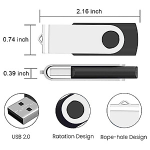 ABLAZE 500 Pack 2GB Flash Drives Bulk, USB 2.0 Thumb Drives Swivel Memory Stick Bulk USB 500 Pack Pendrives 2GB Jump Drives (500 Pack 2GB, Black)